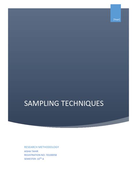 Sampling Technique Pdf Sampling Statistics Methodology