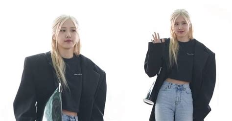 블핑 로제 아빠 재킷 입었나 파워 숄더 재킷으로 끝낸 프렌치룩 패션엔