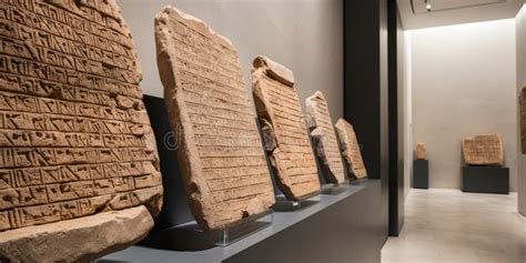 Ancient Inscriptions Carved On Clay Tablets Showcasing Historical