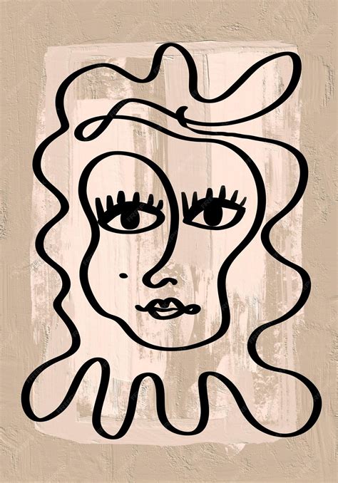Rosto Humano Pintado Mulher Linha Arte Cabeça Abstrato Cubismo Arte