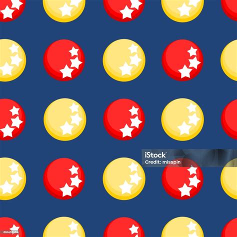 해군 파란색 배경에 빨간색과 밝은 노란색 공 완벽 한 패턴 벡터입니다 0명에 대한 스톡 벡터 아트 및 기타 이미지 0명 공 스포츠 장비 날씨 Istock