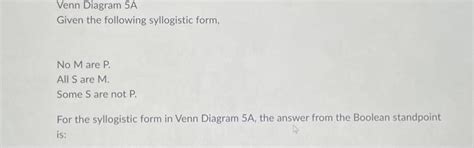 Given The Following Syllogistic Form No M Are P All Chegg Com