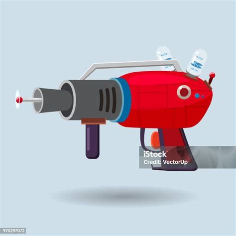 卡通復古太空衝擊波 雷射槍 鐳射武器向量插圖卡通風格向量圖形及更多9mm 手槍圖片 9mm 手槍 一個物體 休閒遊戲 Istock
