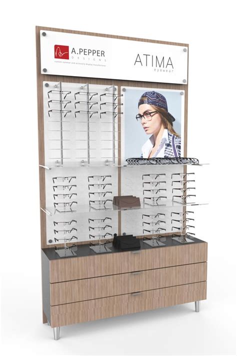 A Display Case With Glasses On Top Of It
