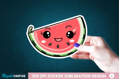 Cute Kawaii Watermelon Sticker Clipart Graphic By Regulrcrative