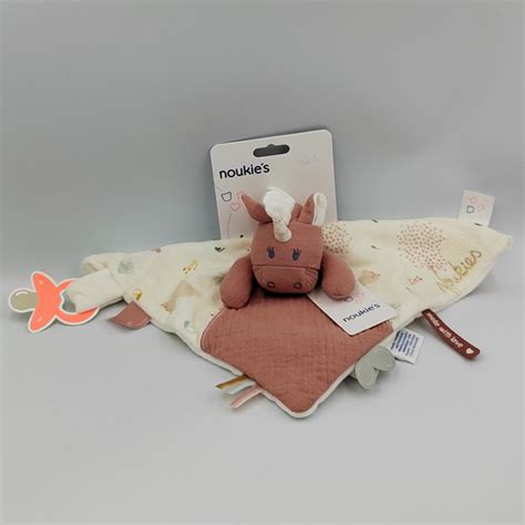 Doudou Plat Licorne Rose Blanc Lina Et Joy NOUKIE S NOUKIES
