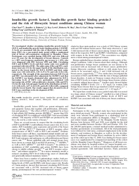 Pdf Insulin Like Growth Factor I Insulin Like Growth Factor Binding