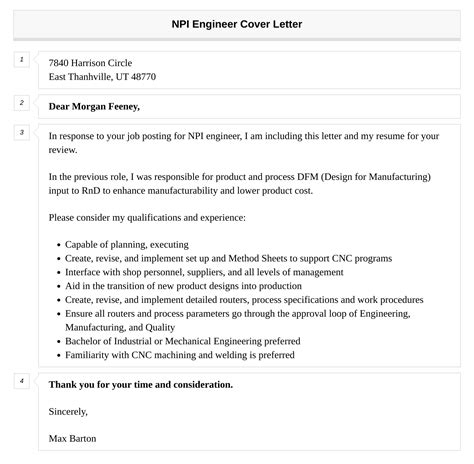Npi Engineer Cover Letter Velvet Jobs