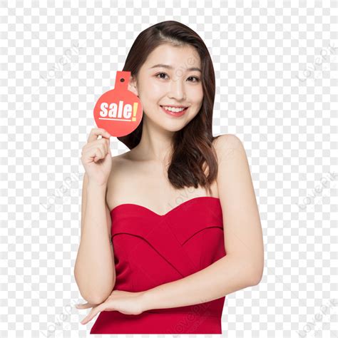 Fashion Sexy Beauty Holding Promotional Tag Material E Commerce Promotion Tag PNG Picture And