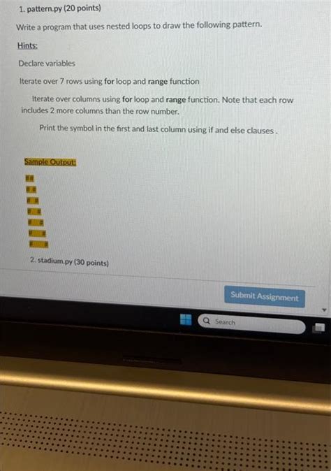 Solved 1 Pattern Py 20 Points Write A Program That Uses Chegg