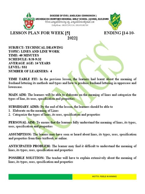 Ss1 Technical Drawing Lesson Plan Week 5 Download Free Pdf