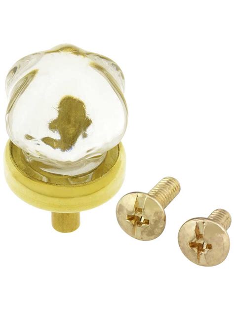Small Victorian Style Glass Cabinet Knob With Brass Base House Of