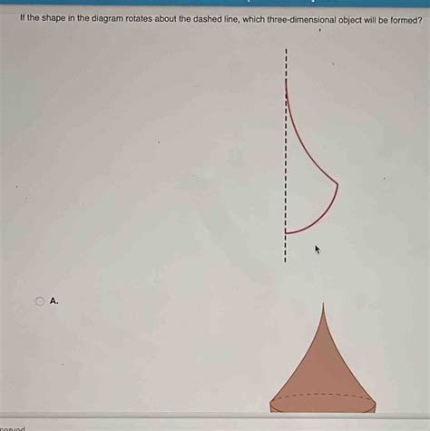 If The Shape In The Diagram Rotates About The Dashed Line Which Three