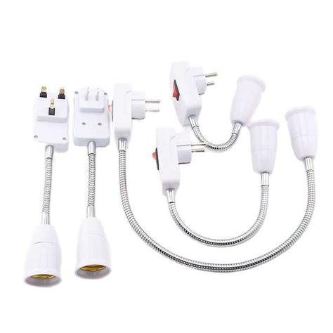EU UK Plug Flexible Extend E27 Light Lamp Base Power Socket Bulb Converter Adapter Wall Lamp