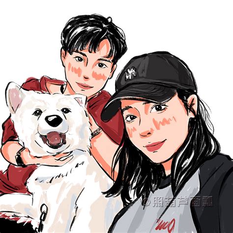 手绘头像q版卡通简笔画黑白彩色可选情侣自画像设计定制真人照片虎窝淘