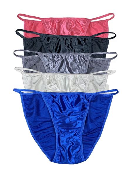 5 Pack Second Skin Satin String Bikini Lexington Intimates