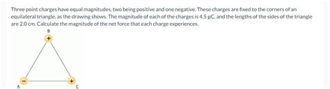Solved Three Point Charges Have Equal Magnitudes Two Being Chegg
