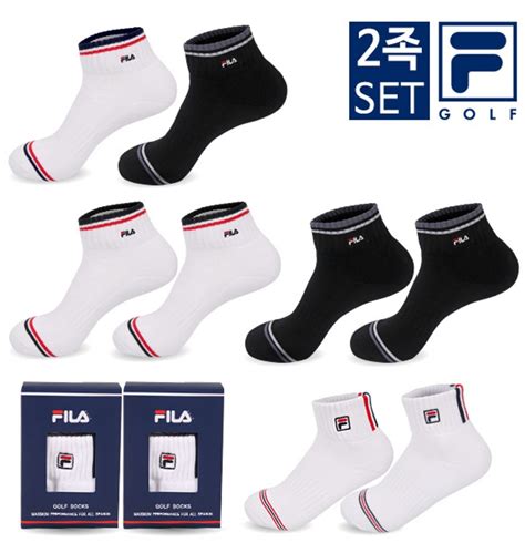 휠라 Fila 골프 퍼포먼스 남성 여성 골프 스포츠 발목양말 2족세트 티몬