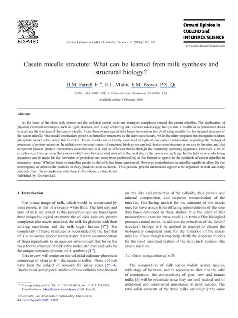 Pdf Casein Micelle Structure What Can Be Learned From Milk Synthesis And Structural Biology