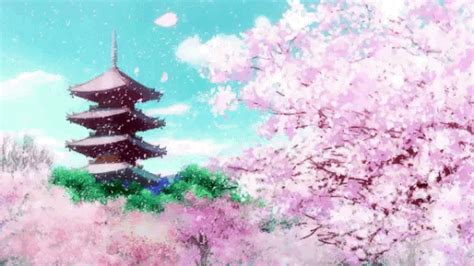 Tranquil Anime Background Anime Cherry Blossom Scene Anime Wallpaper
