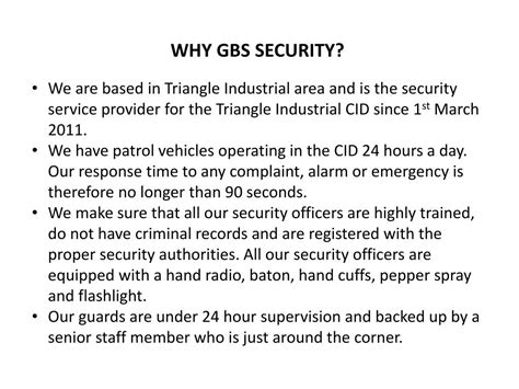 Ppt Gbs Security Gbs Security Is A Company Committed To Excellent