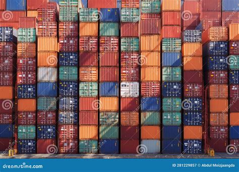 Seamless International Trade Import Export Backdrop With Container Cargo Ship Royalty Free