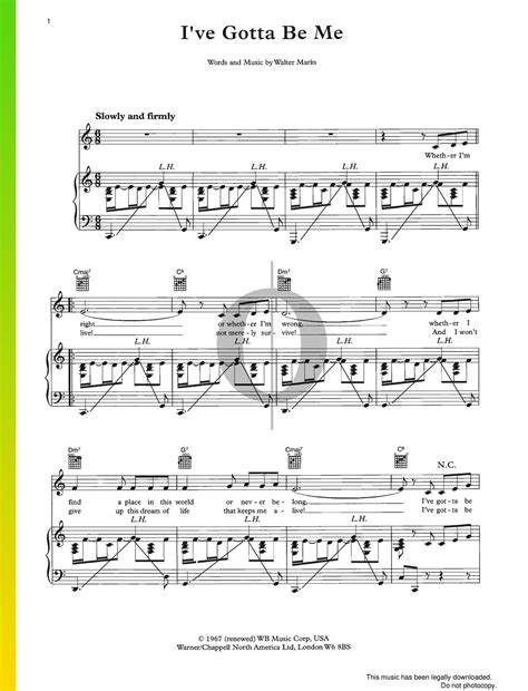 Ive Gotta Be Me Sammy Davis Jr Piano Sheet Music Oktav