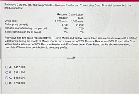 Solved Pathways Careers Inc Has Two Products Resume Reader Chegg