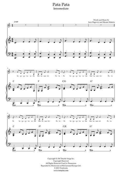 Pata Pata Intermediate Level With Orchestra Miriam Makeba Piano