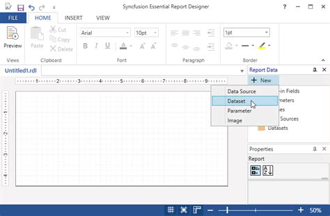 Add DataSet ReportDesigner Wpf Syncfusion