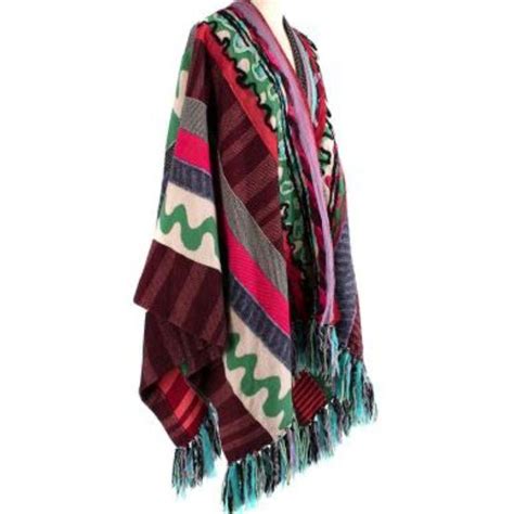 Multicolour Woolen Patchwork Poncho For Sale At 1stdibs