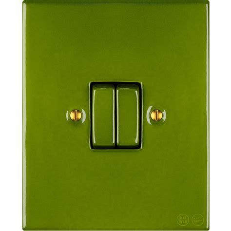 Katy Paty Porcelain Plate Wall Light Switch Double Green Dyke And Dean