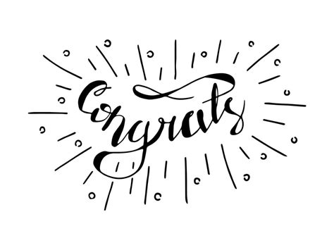 Felicidades letras con rayos ilustración de signo vectorial texto