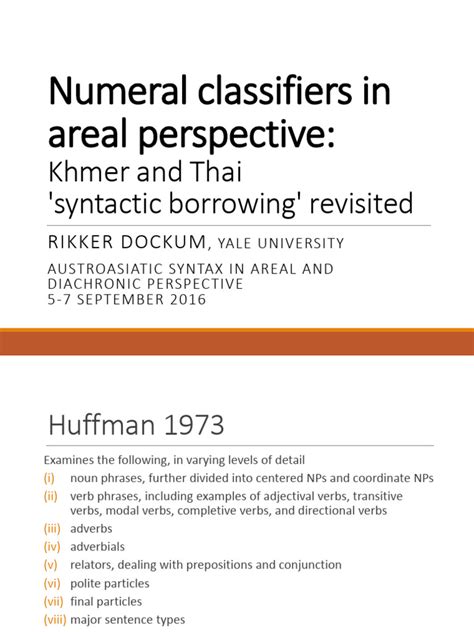 Numeral Classifiers In Areal Perspective Pdf