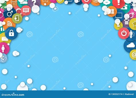 Concept Social Media Different Social Icons On A Blue Background Stock