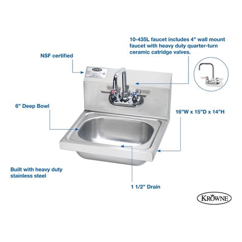 Krowne Hs 2l 16 Wide Hand Sink 6 Deep Win Depot