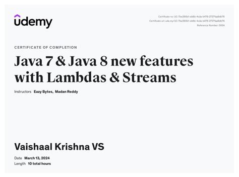 Completed Java 8 Course Vaishaal Krishna Vs Posted On The Topic