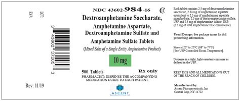 Dextroamphetamine Saccharate Amphetamine Aspartate Dextroamphetamine Sulfate And Amphetamine