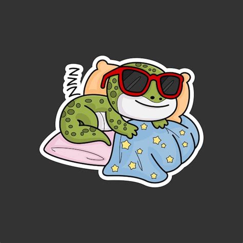 Premium Vector Sleeping Lizard Cartoon Style Sticker Kawaii