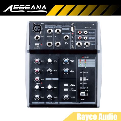 Mini Audio Mixer Portable USB 5 Channels Music Mixing Console 2 Band EQ With 48V Phantom Power
