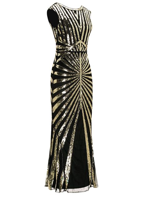 1920s Sequin Art Deco Maxi Dress Art Deco Inspired Fashion Art Deco