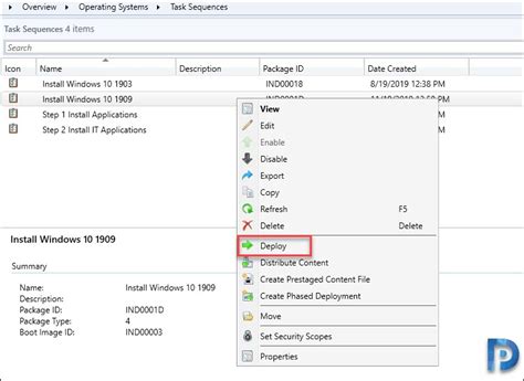 deploy windows 10 1909 using sccm