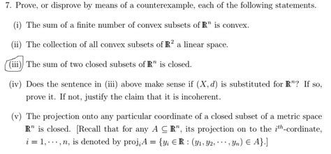 solved 7 prove or disprove by means of a counterexample
