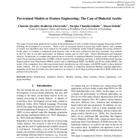 Pre Trained Models Or Feature Engineering The Case Of Dialectal Arabic
