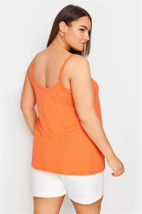 Yours Plus Size Orange Ribbed Swing Cami Top Yours Clothing