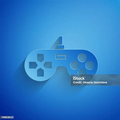 Ikon Gamepad Potongan Kertas Diisolasi Pada Latar Belakang Biru