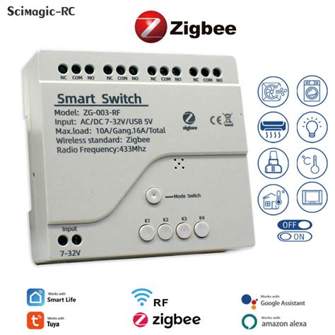 【worth Buy】 Tuya Zigbee Relay 4ch Smart Home Switch Module App Remote Control Wireless Rf 433 4