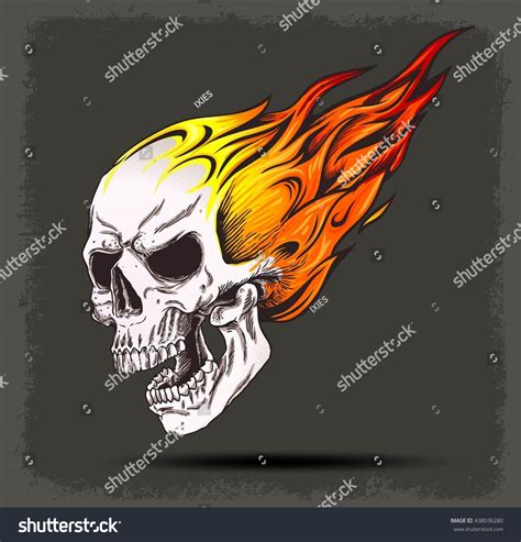 Skull On Fire Vector Icon On Stock Vector Royalty Free Shutterstock