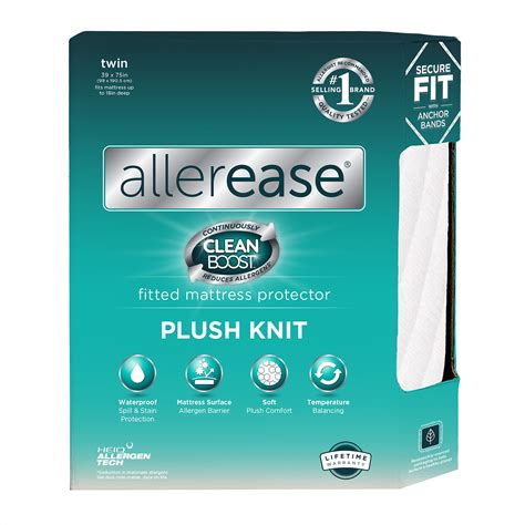 Allerease Cleanboost Plush Knit Mattress Cover Protector Twin Fitted