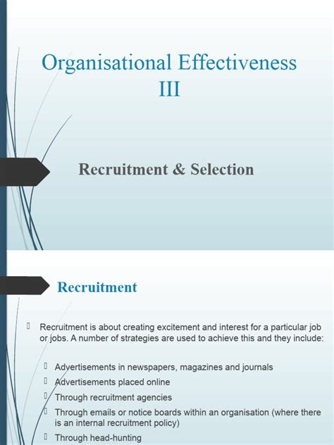 Organisationaleffectivenessiii Selectionslides Pdf Recruitment Psychometrics